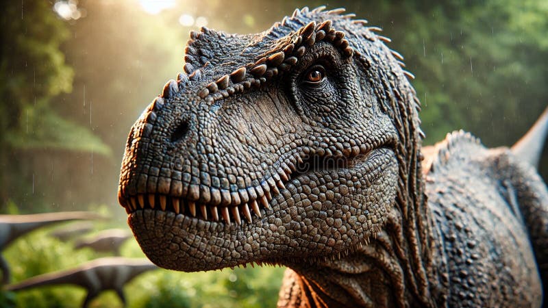 Close-Up Image of a Dinosaur with Detailed Scaly Skin and Sharp Teeth ...