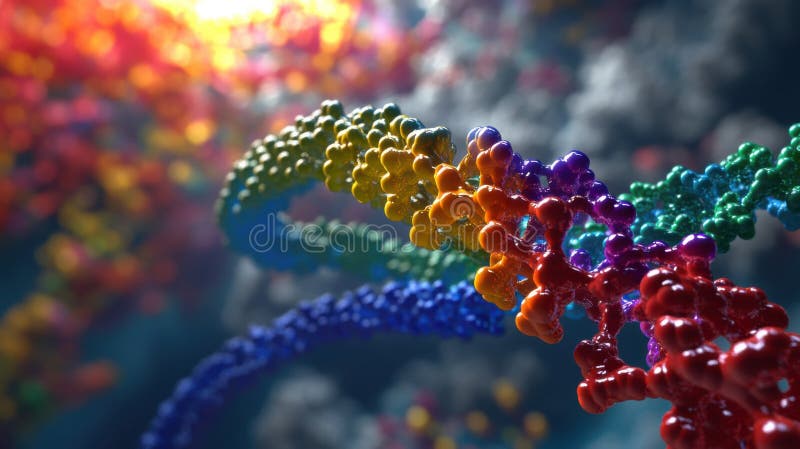 Close Up Image of a Dna Molecule Showing Double Helix Structure and ...