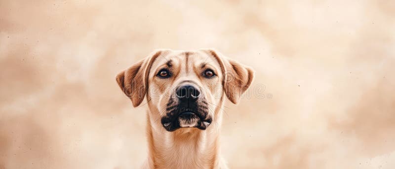 Close-up Image of a Dog S Face Against a Beige Background Softly ...