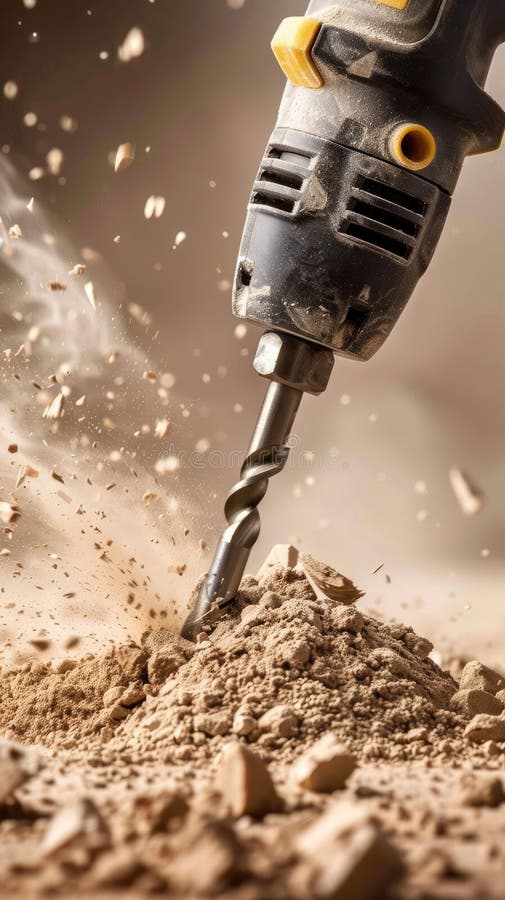 A Close-up Image of a Drill Bit Spinning Rapidly, Creating a Cloud of ...