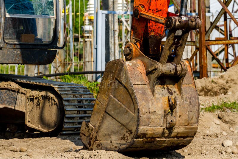 Close-up Image of the Excavator Bucket. the Concept of Industrial ...