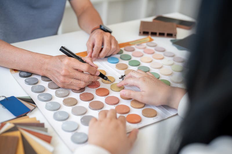 A Close-up Image of an Expert Interior Designer or Architect Having a ...