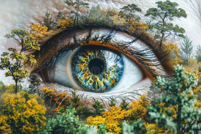 Autumnal Forest in the Eye: a Stunning Nature Photography Stock ...