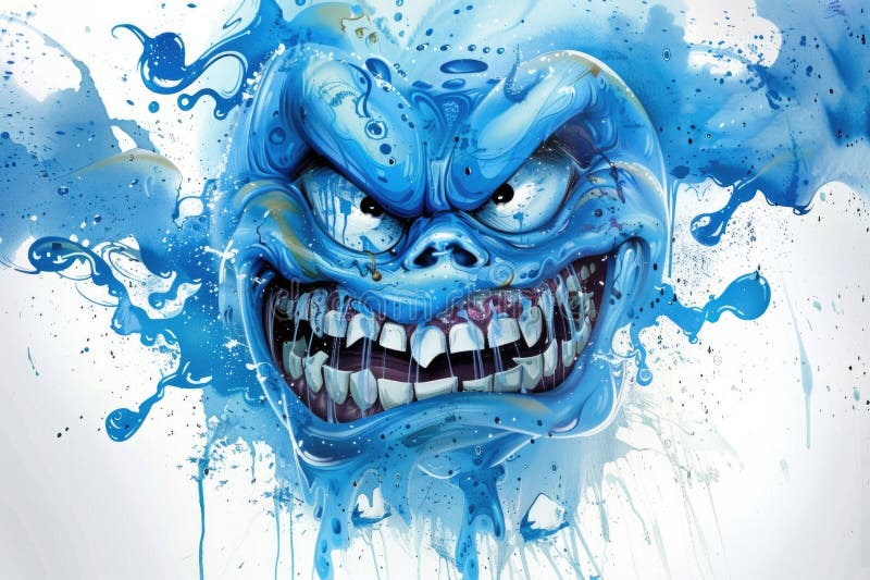 Blue Paint Splattered Face stock image. Image of abstract - 383535267