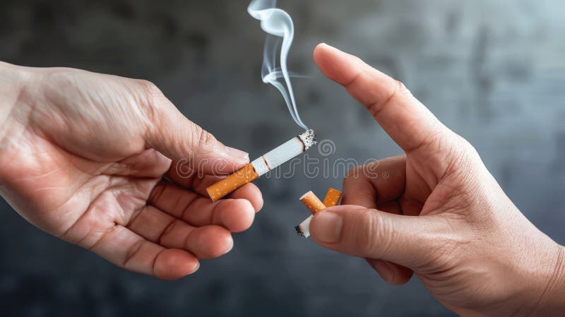 Hand Exchange of Cigarettes with Smoke Effect Stock Illustration ...