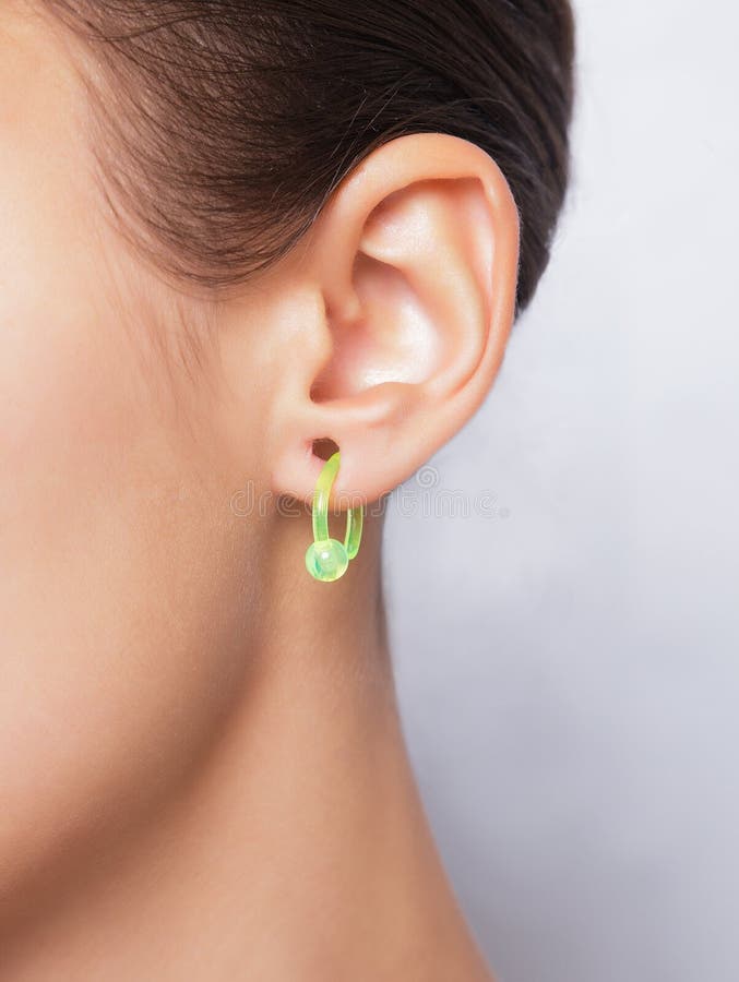 Close Up Image of Female Ear with Earring Stock Photo - Image of ...