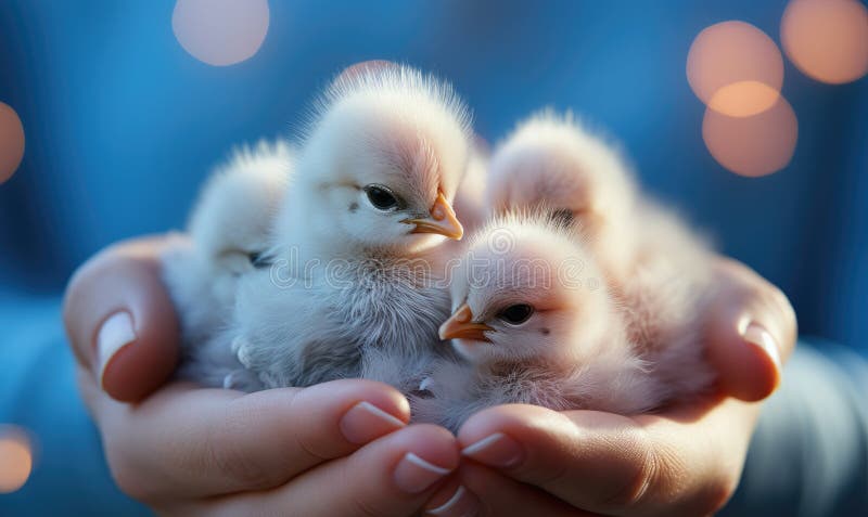 Close-up Image of Female Hands Holding Chicks Stock Illustration ...