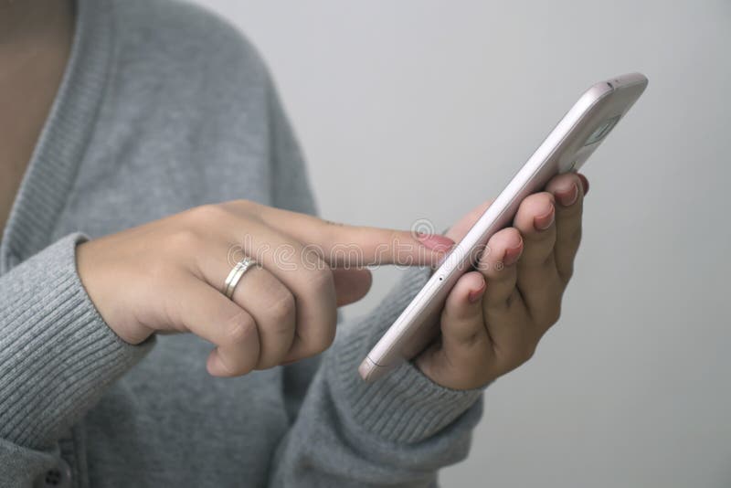 Close-up Image of Female Hands Using Smartphone Stock Image - Image of ...