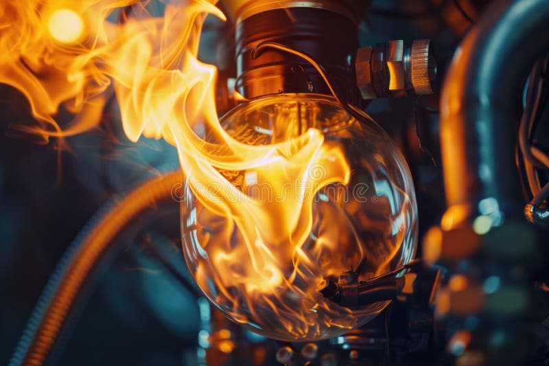 A Close-up Image of a Fire Burning Inside a Glass Bottle. Ideal for Use ...