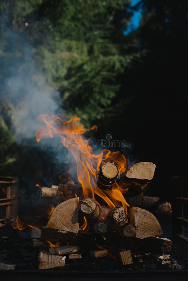 Close Up Image of Fire Burning Outdoors Stock Image - Image of cooking ...