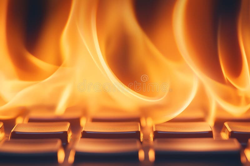 A Closeup Image of Flames Engulfing a Keyboard Representing the Intense ...