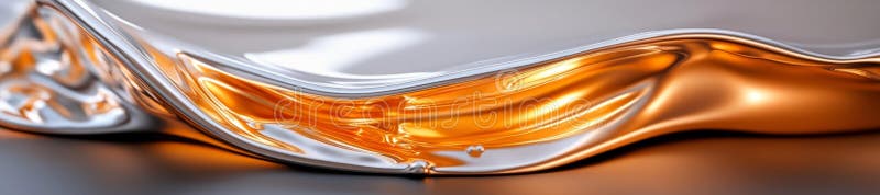 Close-up Image of Flowing Liquid with Golden Highlights and Reflections ...