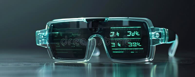 Futuristic Smart Glasses with LED Display Showcasing Data and ...