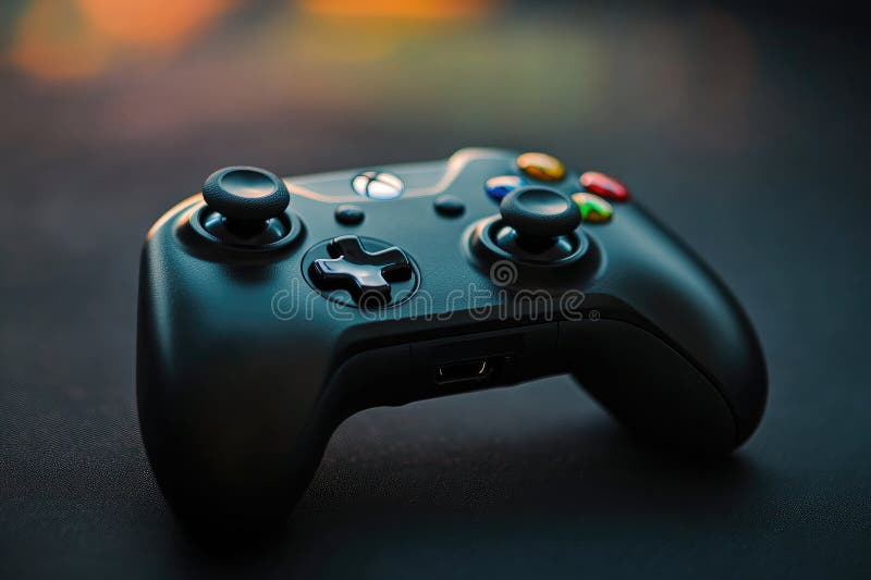 Black Wireless Gamepad Controller on Dark Surface Stock Illustration ...