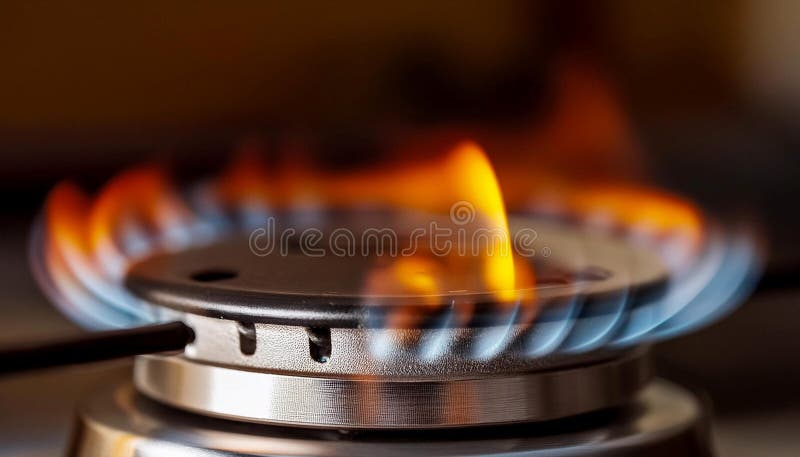 Gas Burner Flame Igniting, Symbolizing Energy, Combustion, and Heating ...