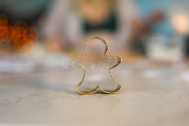 Close-up Image of a Gingerbread Man on a Kitchen Countertop Stock Photo ...