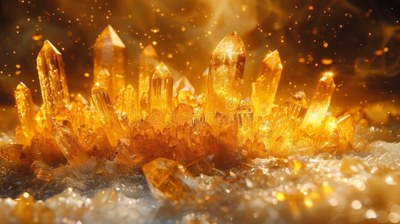Golden Quartz Crystals Sparkling in the Sunlight Stock Photo - Image of ...