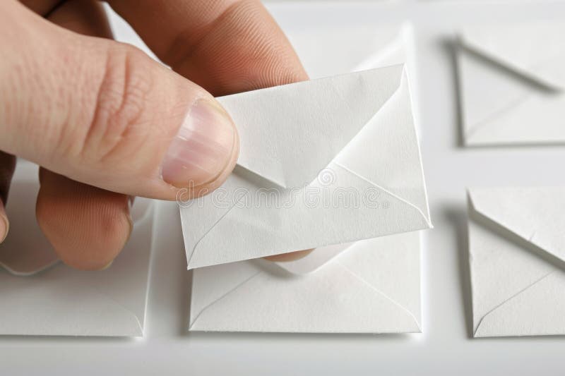 Close-up of Hand Holding Tiny White Envelope, Communication Concept ...