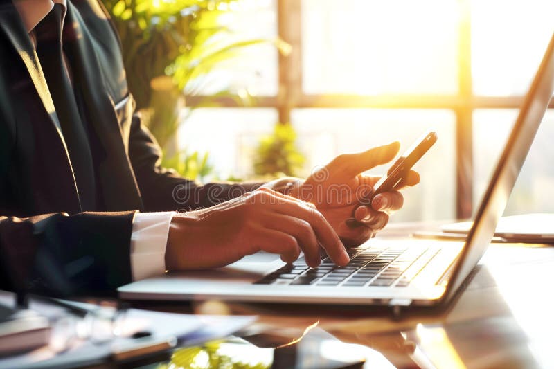 Close-up Image Hands of Business Professionals Holding Cell Phone and ...