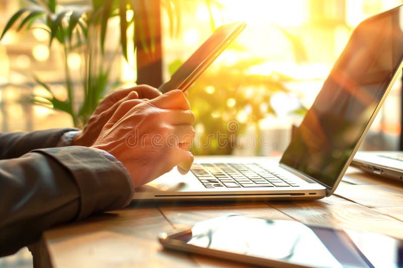 Close-up Image Hands of Business Professionals Holding Cell Phone and ...