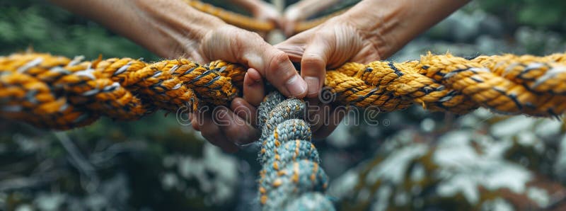 Hands Gripping Rope - Teamwork and Strength Stock Illustration ...