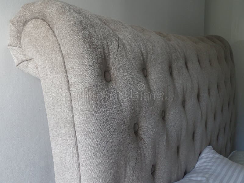 Close Up Image of an Upholstered Bed Stock Photo - Image of button ...