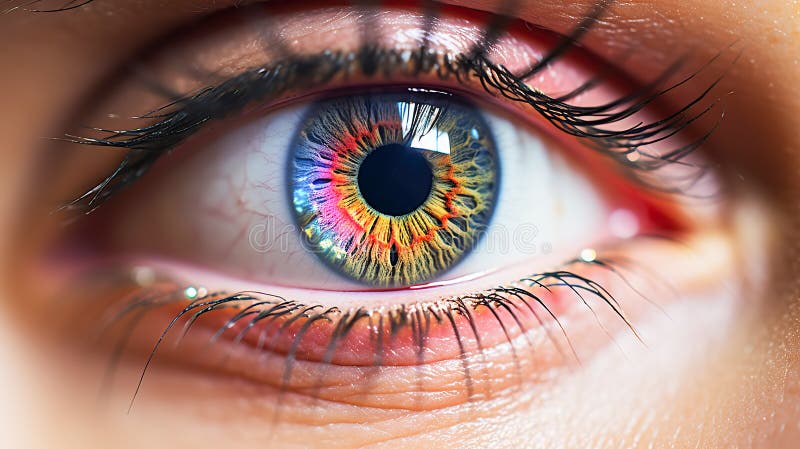 A Close-up Image of a Human Eye with Vibrant, Multicolored Iris ...