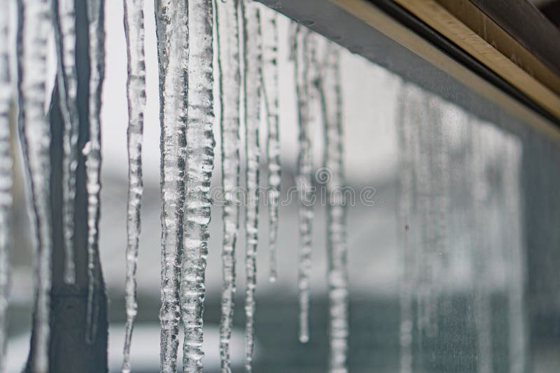 Icicles on Window stock photo. Image of frozen, view - 109615704