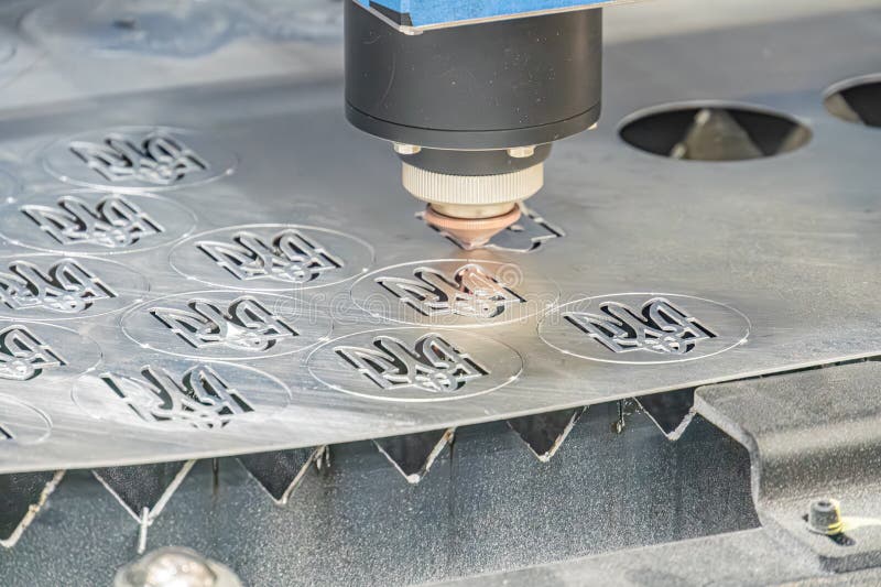Close-up Image of an Industrial Robot Arm Over Metal Sheets with Text ...
