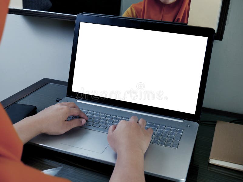 Close Up Image of Laptop Screen Mock Up Stock Image - Image of display ...