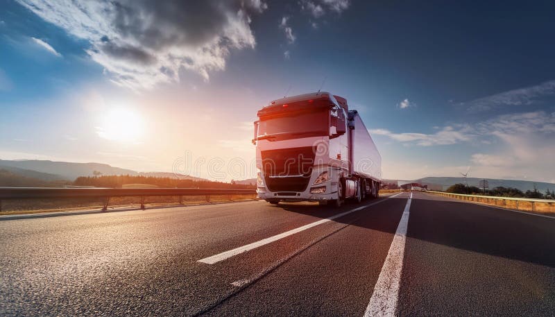 Large Truck on the Road, Symbolizing Transportation, Logistics, and Freight Stock Illustration ...
