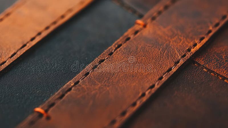 A Close-up Image of a Leather Strap with a Worn Texture. Stock Image ...