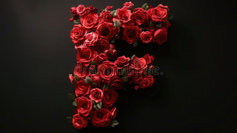 A Close-up Image of the Letter F Formed by Red Roses Stock Illustration ...