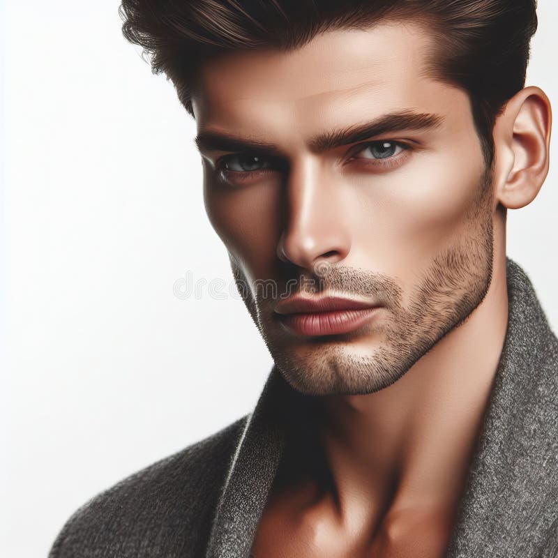Close Up Image of a Male Model with a Striking Gaze an Stock Photo ...