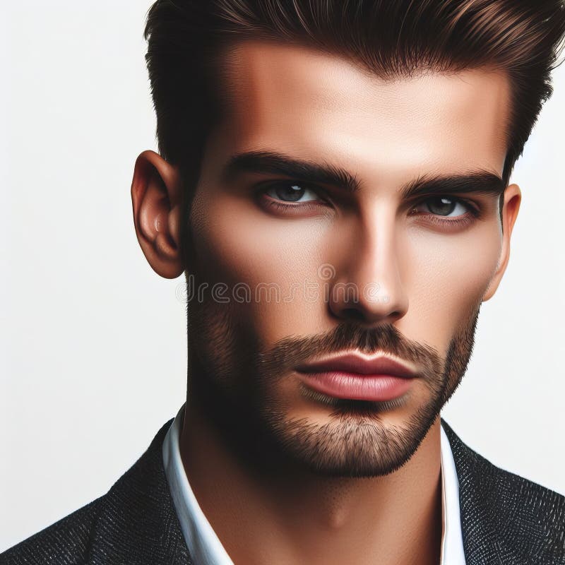 Close Up Image of a Male Model with a Striking Gaze an Stock Image ...