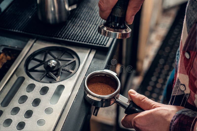 Close Up Image of a Man Making Coffee. Stock Image - Image of hipster ...
