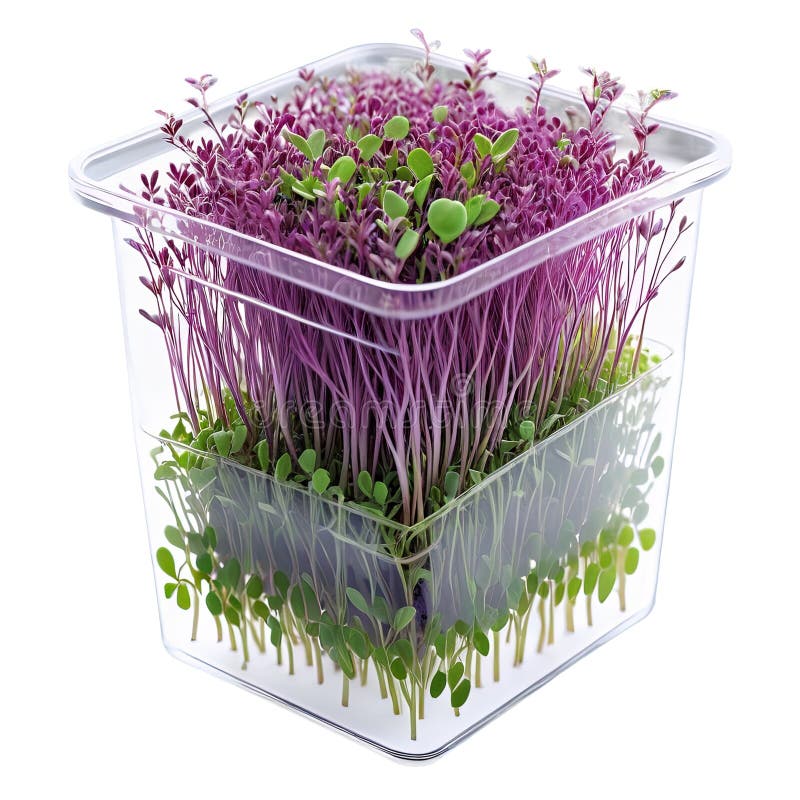 Microgreens in a Clear Container, Shot from a 45-degree Angle To ...