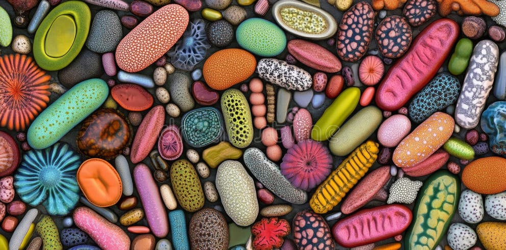 A Close-up Image of Microscopic Bacteria in Vibrant Colors, Captured ...