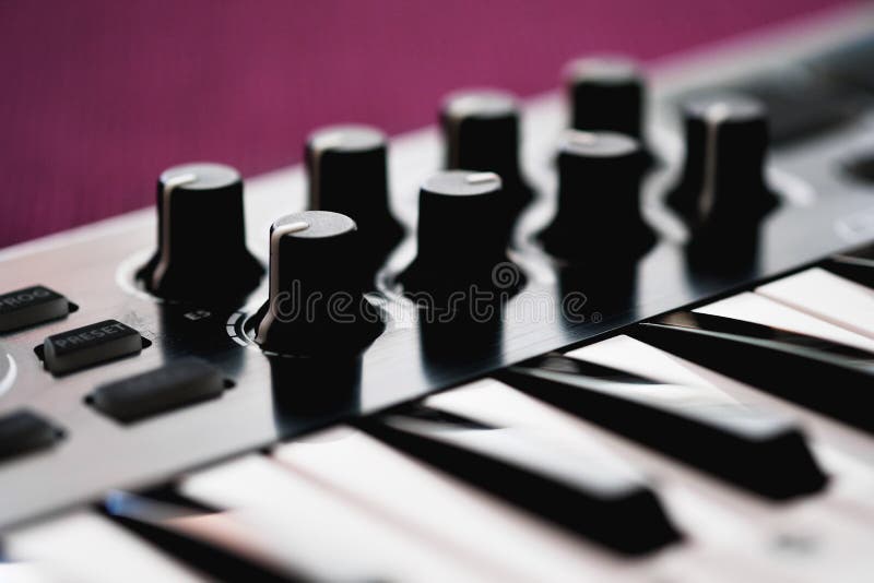 Close Up Image Midi Electronic Musical Keyboard Stock Photo - Image of ...