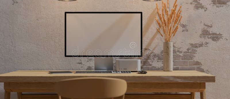 Close-up Image, Modern Contemporary Computer Desk Stock Illustration ...