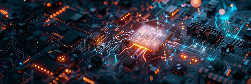 A Close-up Image of a Modern Microprocessor, or Chip, on a Motherboard ...