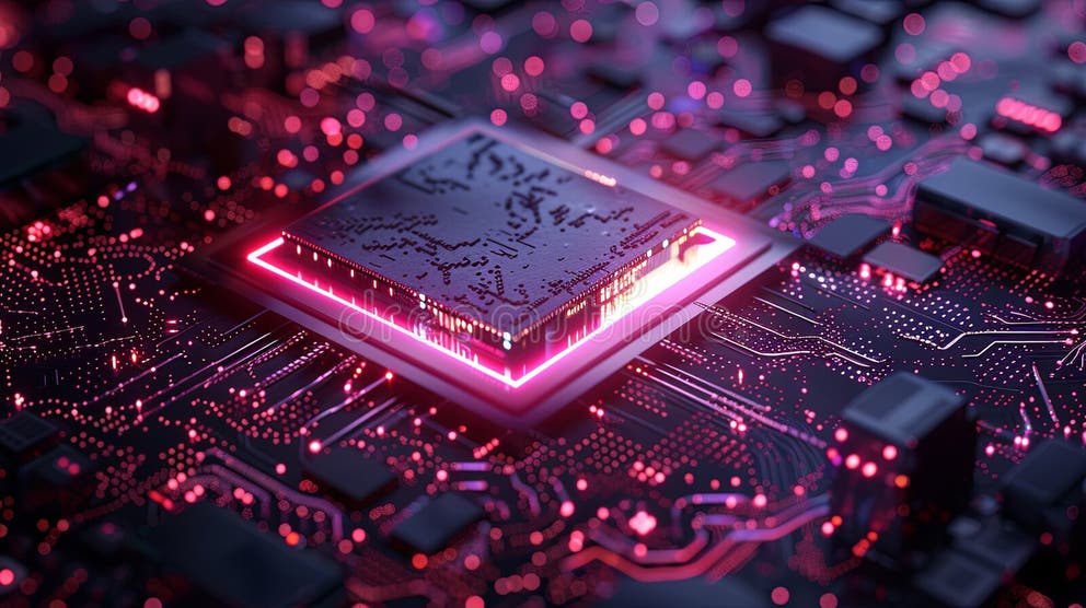 A Close-up Image of a Modern Microprocessor, or Chip, on a Motherboard ...