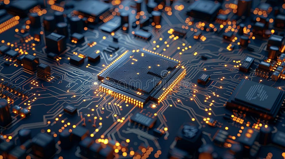 A Close-up Image of a Modern Microprocessor on a Motherboard ...