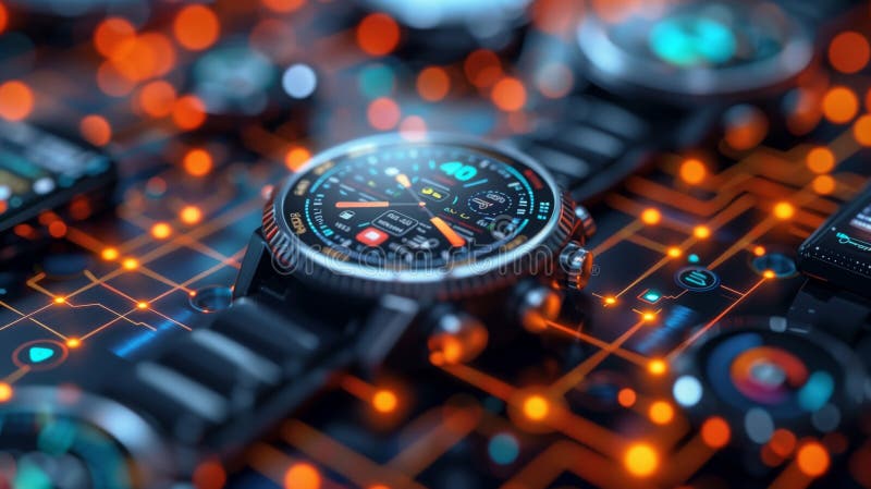 Wearable Biosensor Technology on Circuit Board Stock Illustration ...