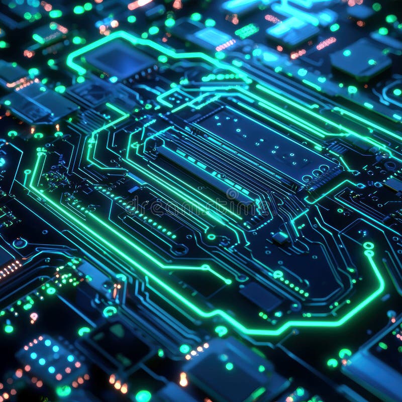 Close-up Image of a Motherboard, Showcasing a Central Processing Unit ...