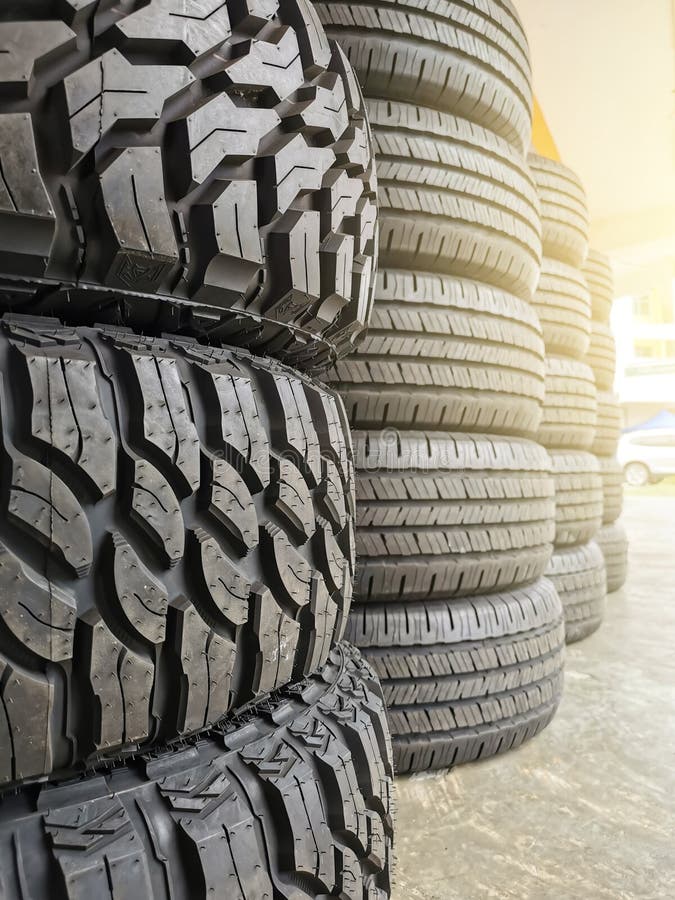 Close Up Image of New Rubber Tyre with Textures. Selective Focus Stock ...