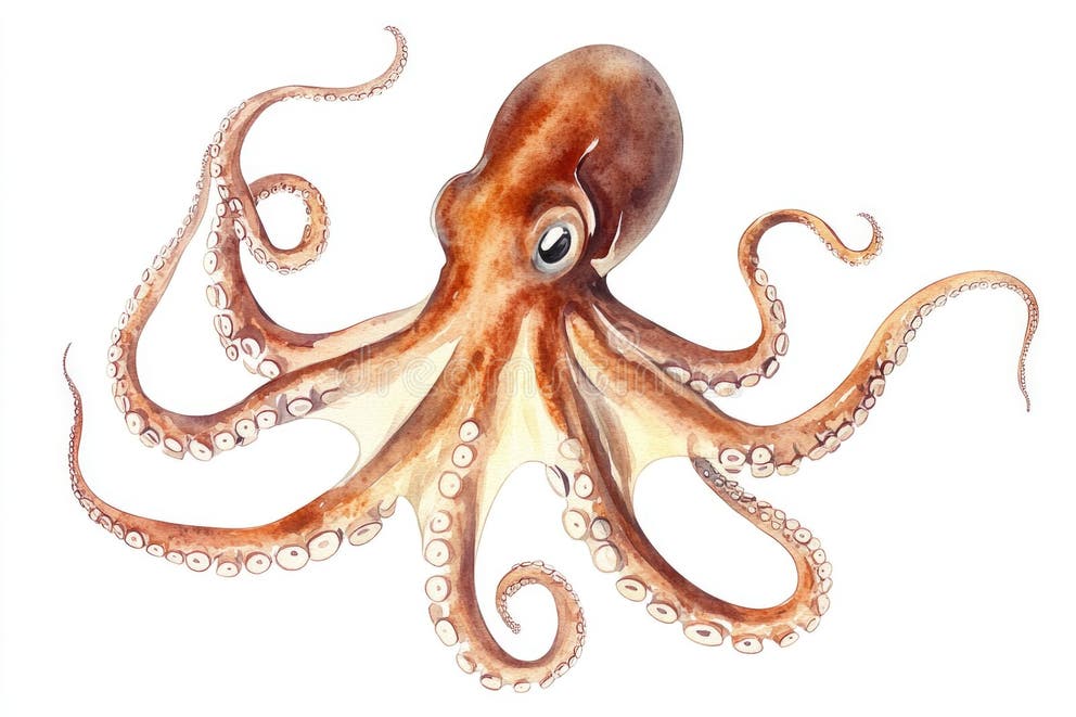 A Close-up Image of an Octopus Sitting on a White Surface Stock ...