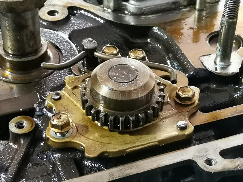 Close Up Image Oily Gear in Car Engine. Stock Image - Image of ...