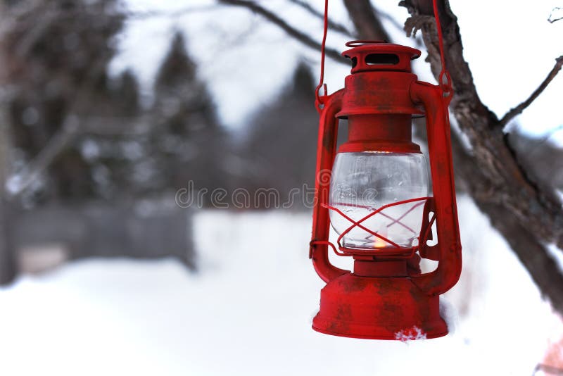 Old Red Lantern stock photo. Image of december, aged - 136547964