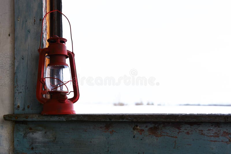 Old Red Painted Lantern stock image. Image of close - 140309531